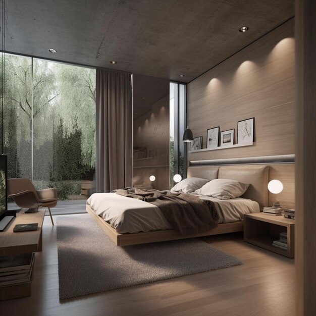 Premium Photo | Arafed bedroom with a bed generative ai Premium Photo | Arafed bedroom with a bed generative ai