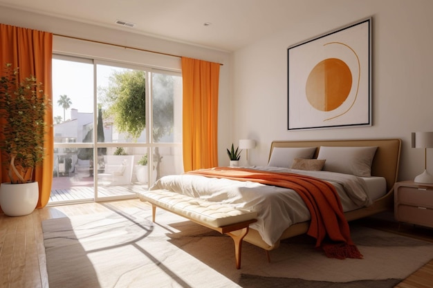 Premium AI Image | Arafed bedroom with a bed generative ai Premium AI Image | Arafed bedroom with a bed generative ai