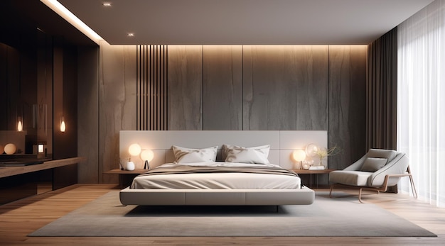 Premium AI Image | arafed bedroom with a bed generative ai Premium AI Image | arafed bedroom with a bed generative ai