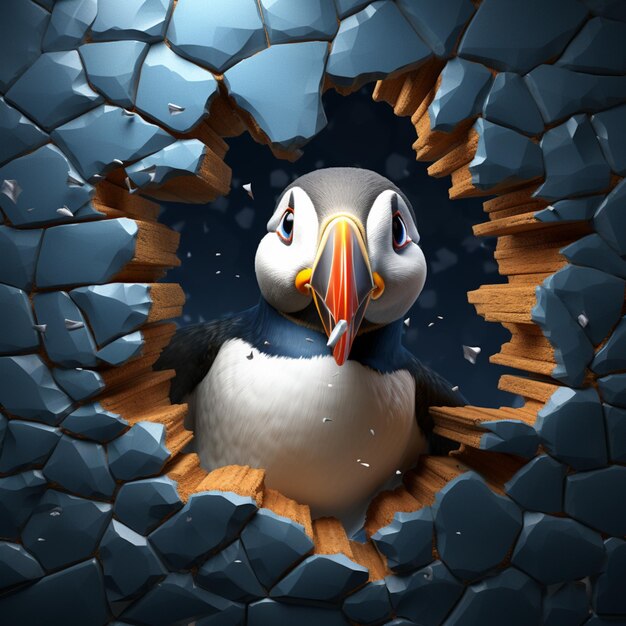 Premium AI Image | Arafed bird looking out of a hole in a wall ... Premium AI Image | Arafed bird looking out of a hole in a wall ...