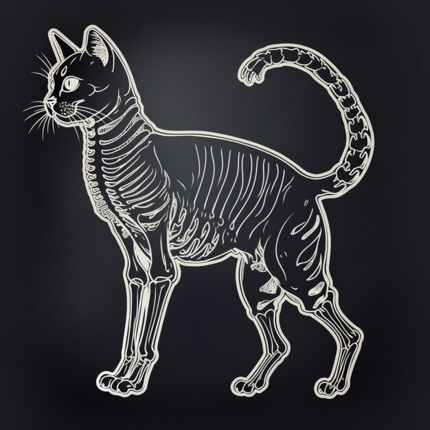 Premium AI Image | Arafed cat with skeleton body on blackboard ... Premium AI Image | Arafed cat with skeleton body on blackboard ...