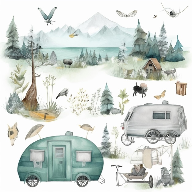 Premium AI Image | Arafed illustration of a camper generative ai Premium AI Image | Arafed illustration of a camper generative ai