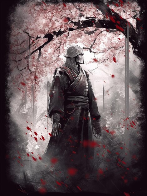 Premium Ai Image Arafed Image Of A Man In A Samurai Costume Standing Under A Tree Generative Ai