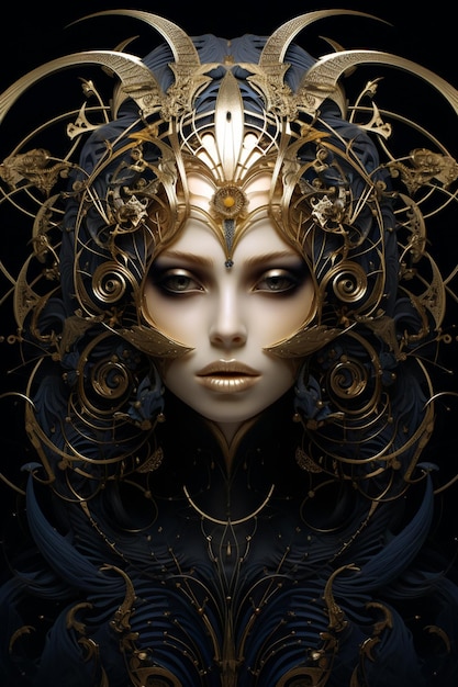 Premium AI Image | Arafed image of a woman with a golden headpiece and ... Premium AI Image | Arafed image of a woman with a golden headpiece and ...