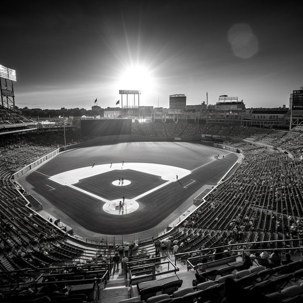 Premium AI Image | Arafed view of a baseball stadium with a sun in the ... Premium AI Image | Arafed view of a baseball stadium with a sun in the ...