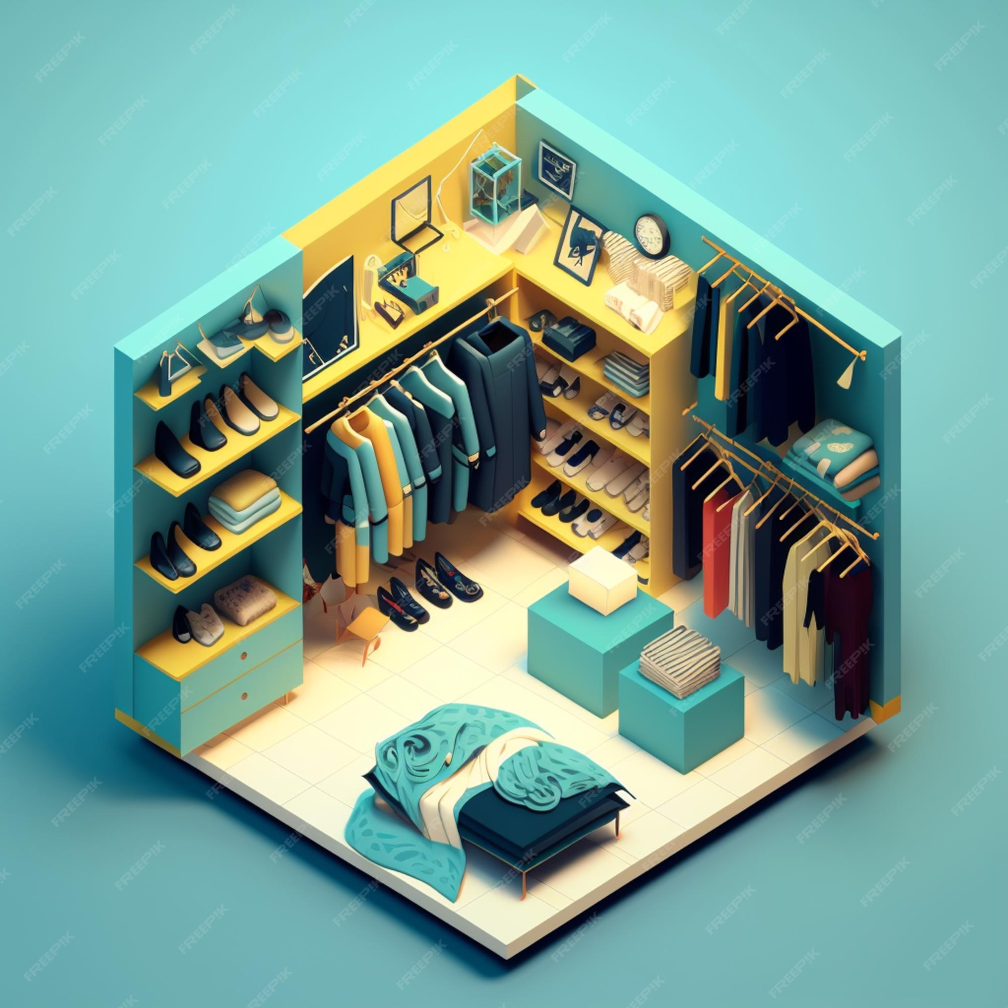 Premium AI Image | Arafed view of a closet with a bed generative ai Premium AI Image | Arafed view of a closet with a bed generative ai