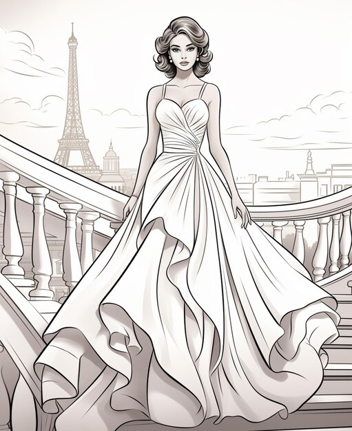 Premium Photo Arafed Woman In A White Dress Standing On A Staircase