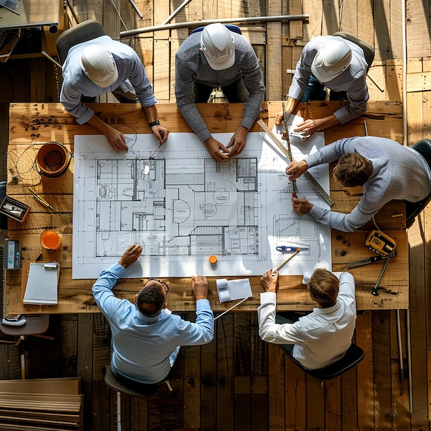 Architects Discussing Construction Plans and Measuring Blueprints ... Architects Discussing Construction Plans and Measuring Blueprints ...