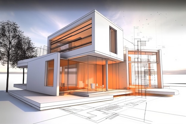 Premium AI Image | Architecture 3D and blueprints representation ... Premium AI Image | Architecture 3D and blueprints representation ...