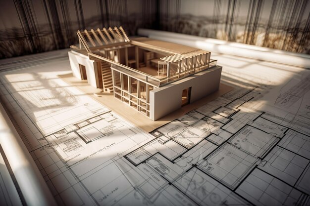 Premium AI Image | Architecture 3D and blueprints representation ... Premium AI Image | Architecture 3D and blueprints representation ...