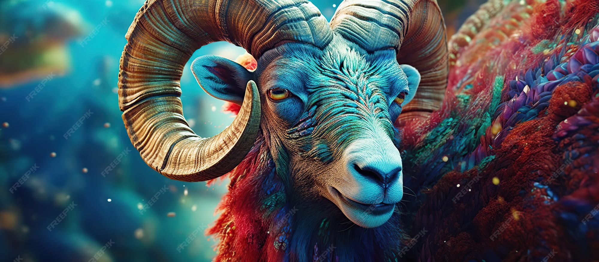 Premium Photo Aries The Ram Zodiac Sign Vibrant Color Generative Ai