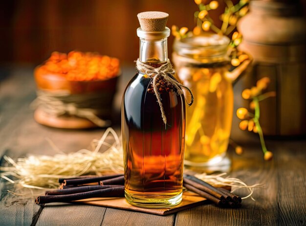 Premium AI Image | Aromatic homemade vanilla extract on wooden table ... Premium AI Image | Aromatic homemade vanilla extract on wooden table ...