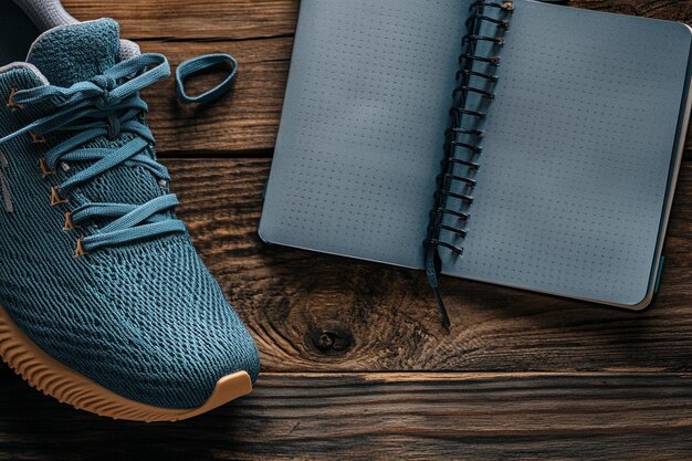 Arrangement with running shoes and notebook | Premium AI-generated image Arrangement with running shoes and notebook | Premium AI-generated image