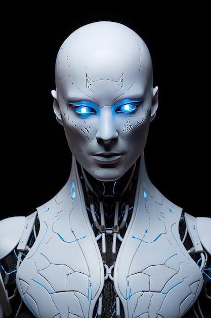Premium AI Image | Artificial Intelligence Android on a black background Premium AI Image | Artificial Intelligence Android on a black background
