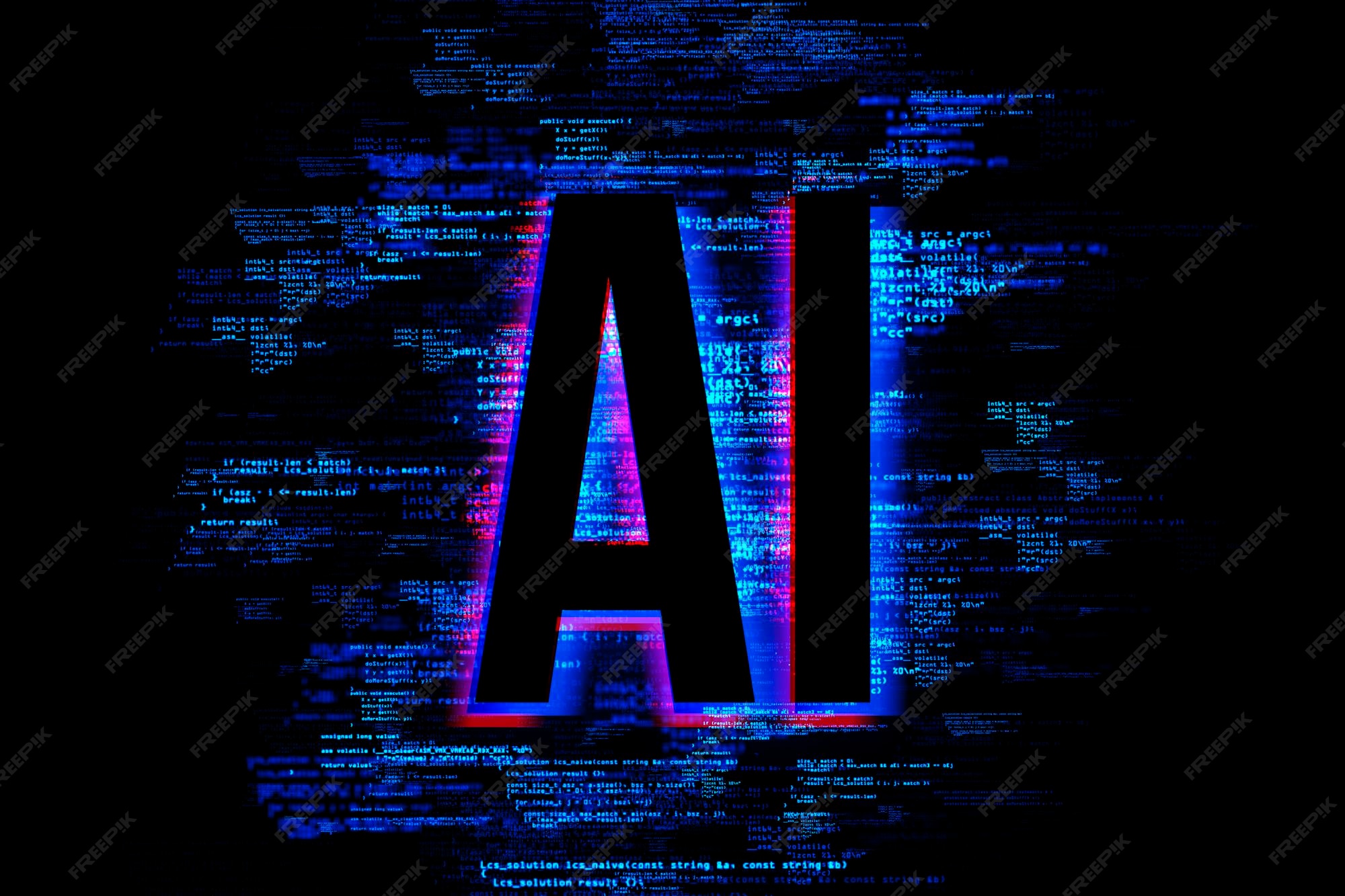 Ai 아이콘과 디지털 코드 텍스처를 가진 인공지능 개념 기계 학습과 신경망 배경 3d 렌더링 프리미엄 사진