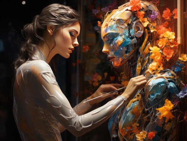Premium AI Image | Artificial intelligence creativity drawing painting Premium AI Image | Artificial intelligence creativity drawing painting