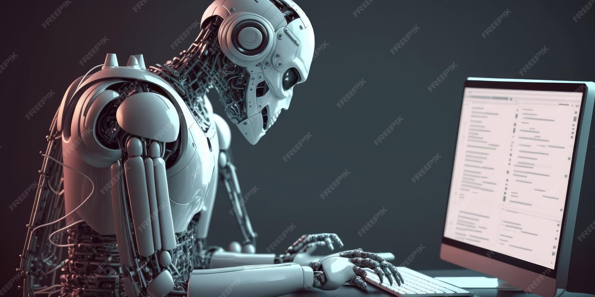Premium Photo | Artificial intelligence robot using computer software for gpt binary coding