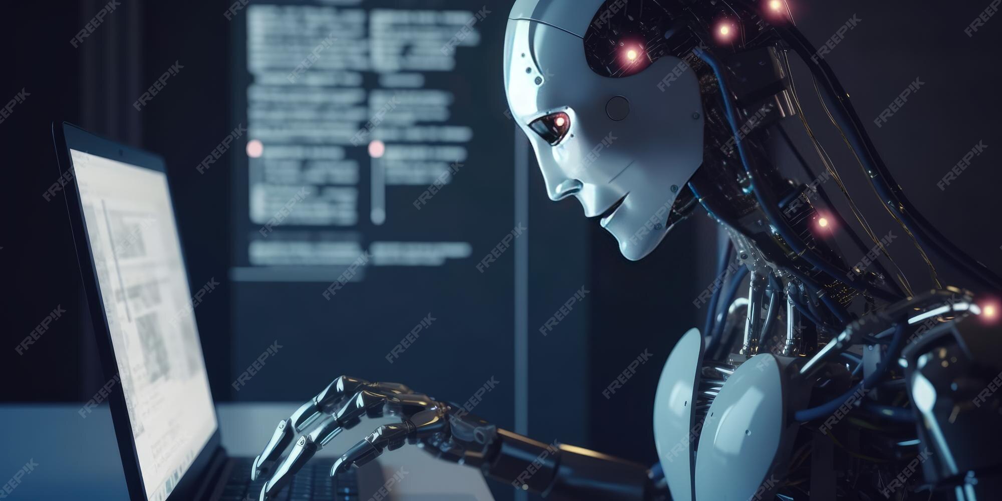 Premium Photo | Artificial intelligence robot using computer software for gpt binary coding