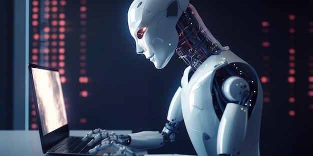 Premium Photo | Artificial intelligence robot using computer software ...