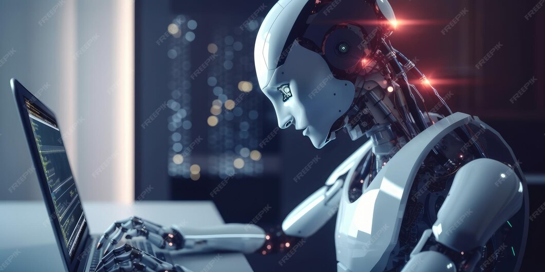 Premium Photo | Artificial intelligence robot using computer software for gpt binary coding