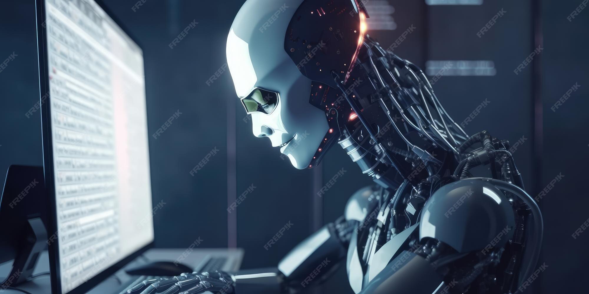 Premium Photo | Artificial intelligence robot using computer software for gpt binary coding