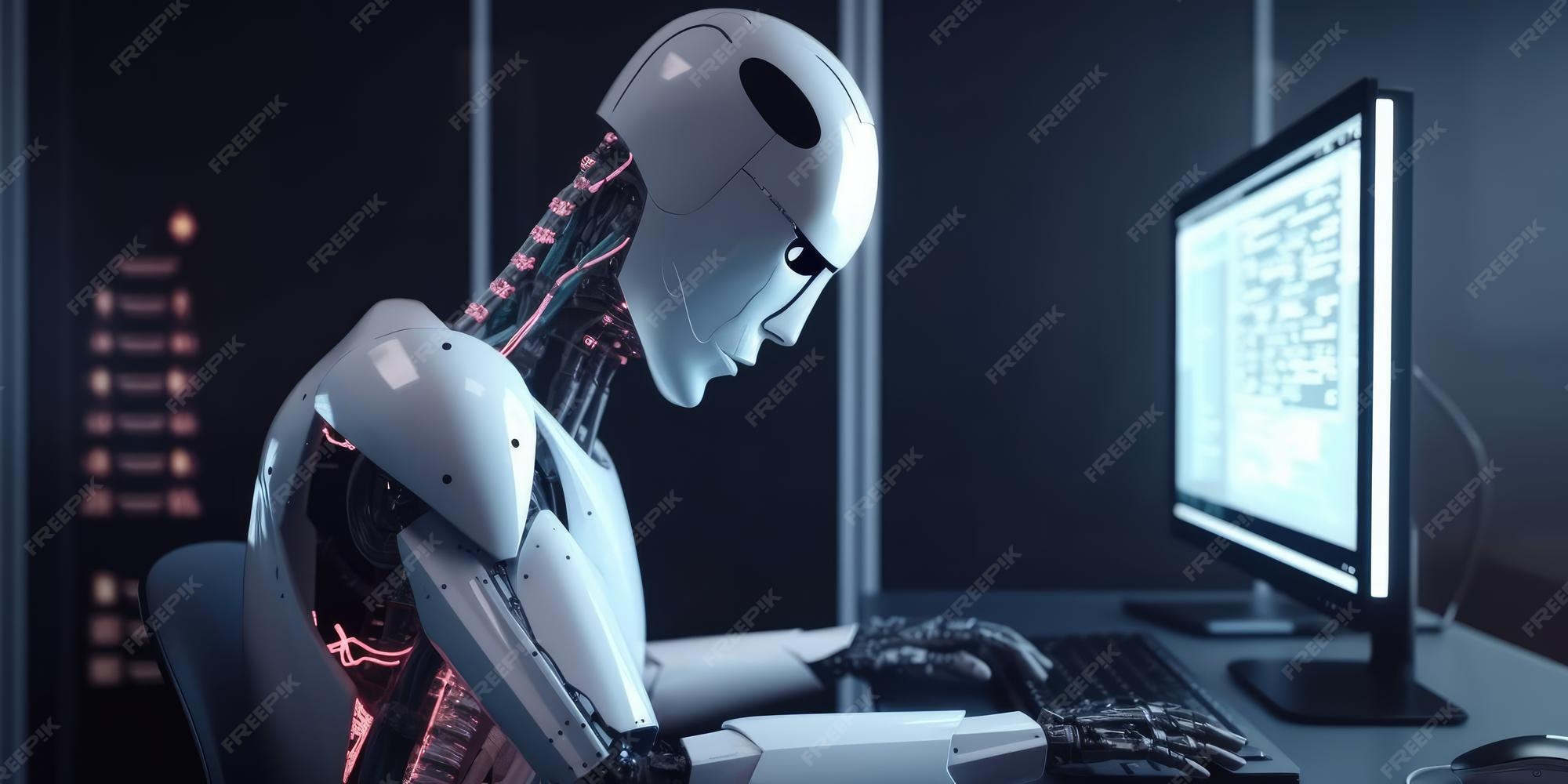 Premium Photo | Artificial intelligence robot using computer software for gpt binary coding