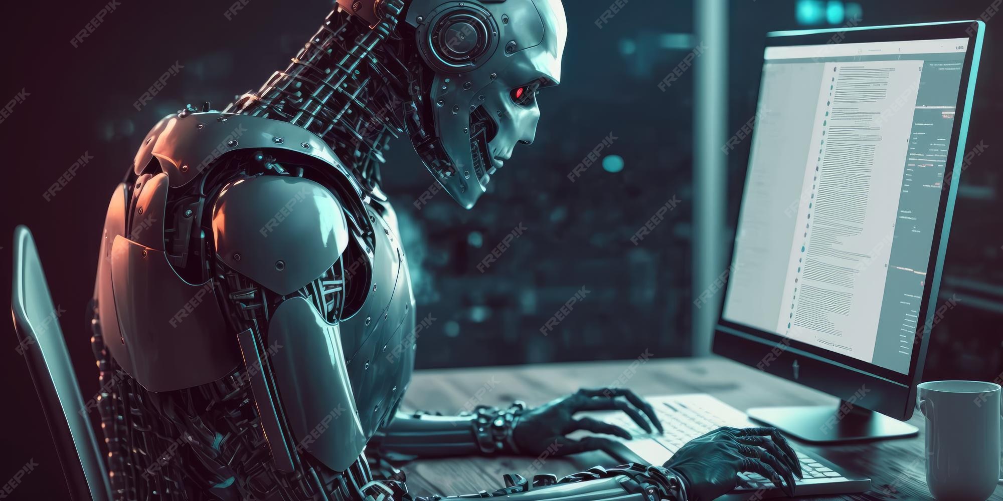 Premium Photo | Artificial intelligence robot using computer software for gpt binary coding