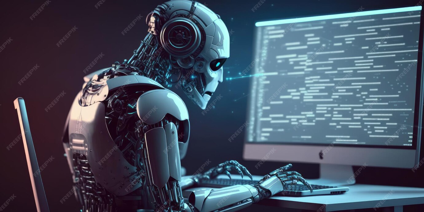 Premium Photo | Artificial intelligence robot using computer software for gpt binary coding