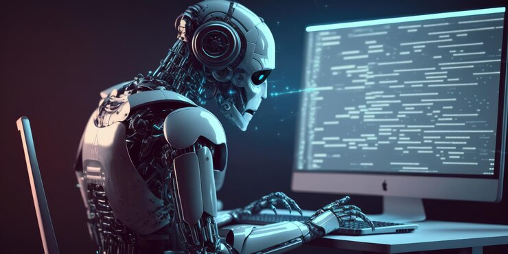 Premium Photo | Artificial intelligence robot using computer software for gpt binary coding