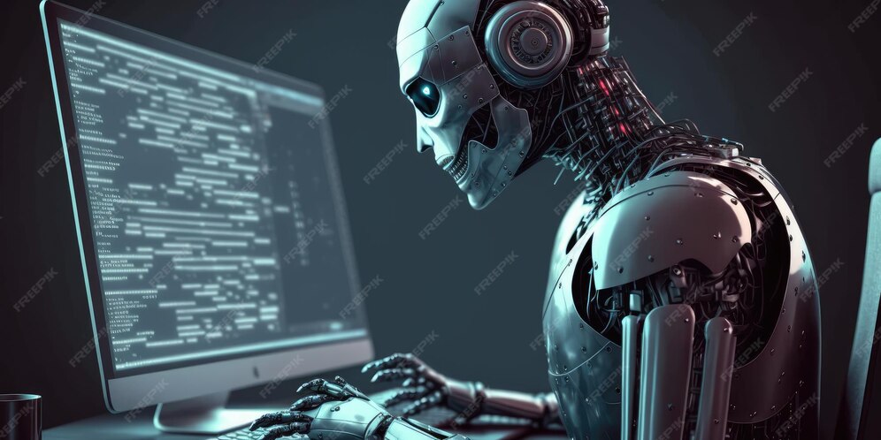 Premium Photo | Artificial intelligence robot using computer software ...