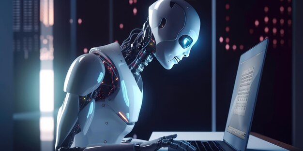Premium Photo | Artificial intelligence robot using computer software for gpt binary coding