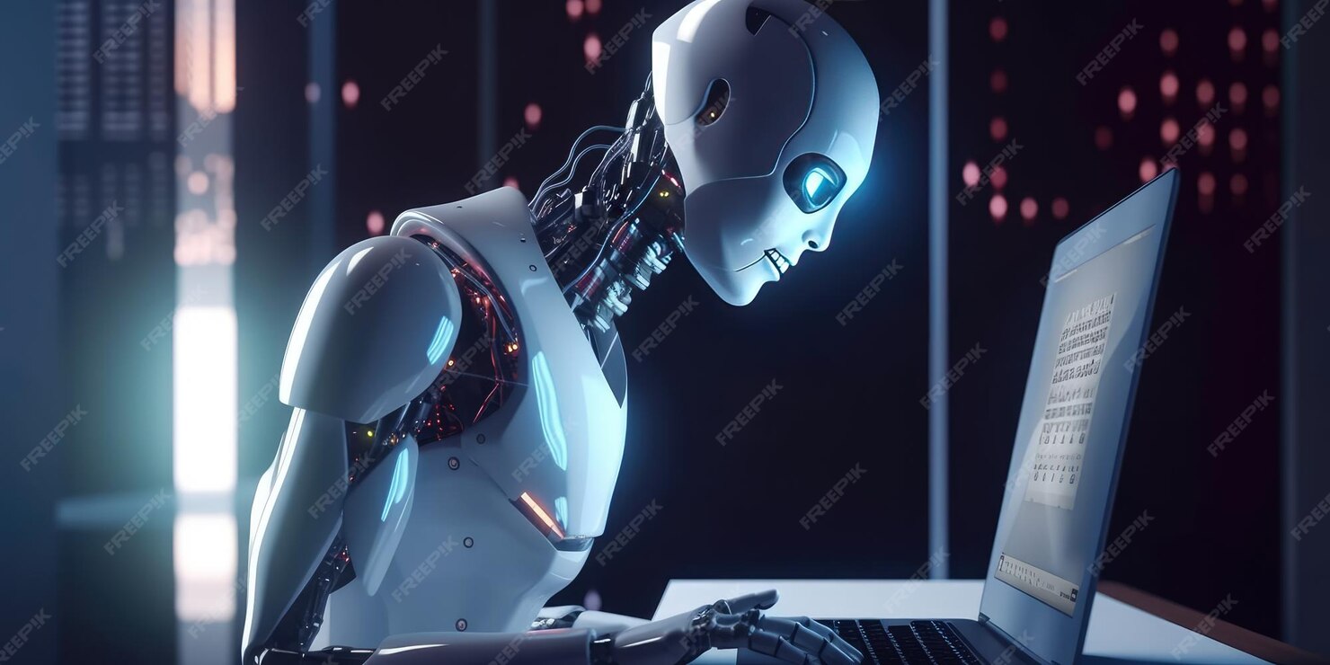 Premium Photo | Artificial intelligence robot using computer software for gpt binary coding
