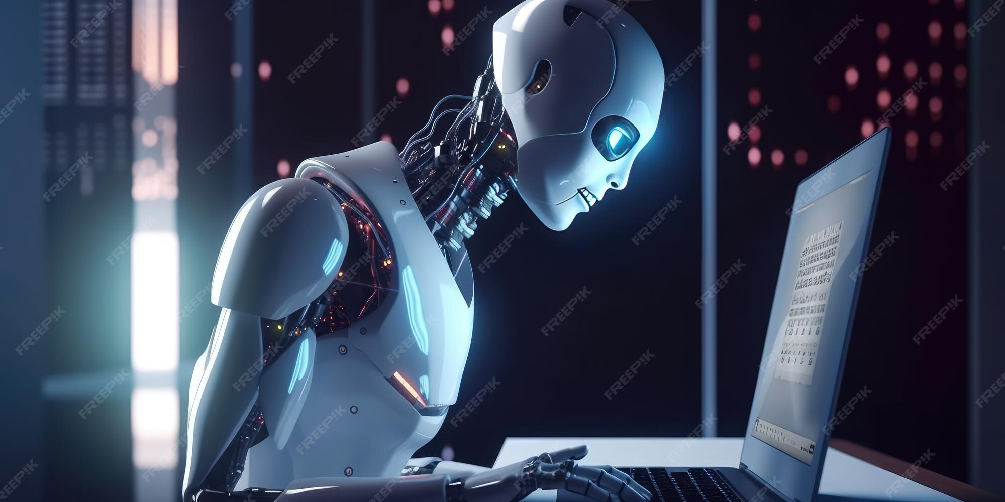 Premium Photo | Artificial intelligence robot using computer software for gpt binary coding