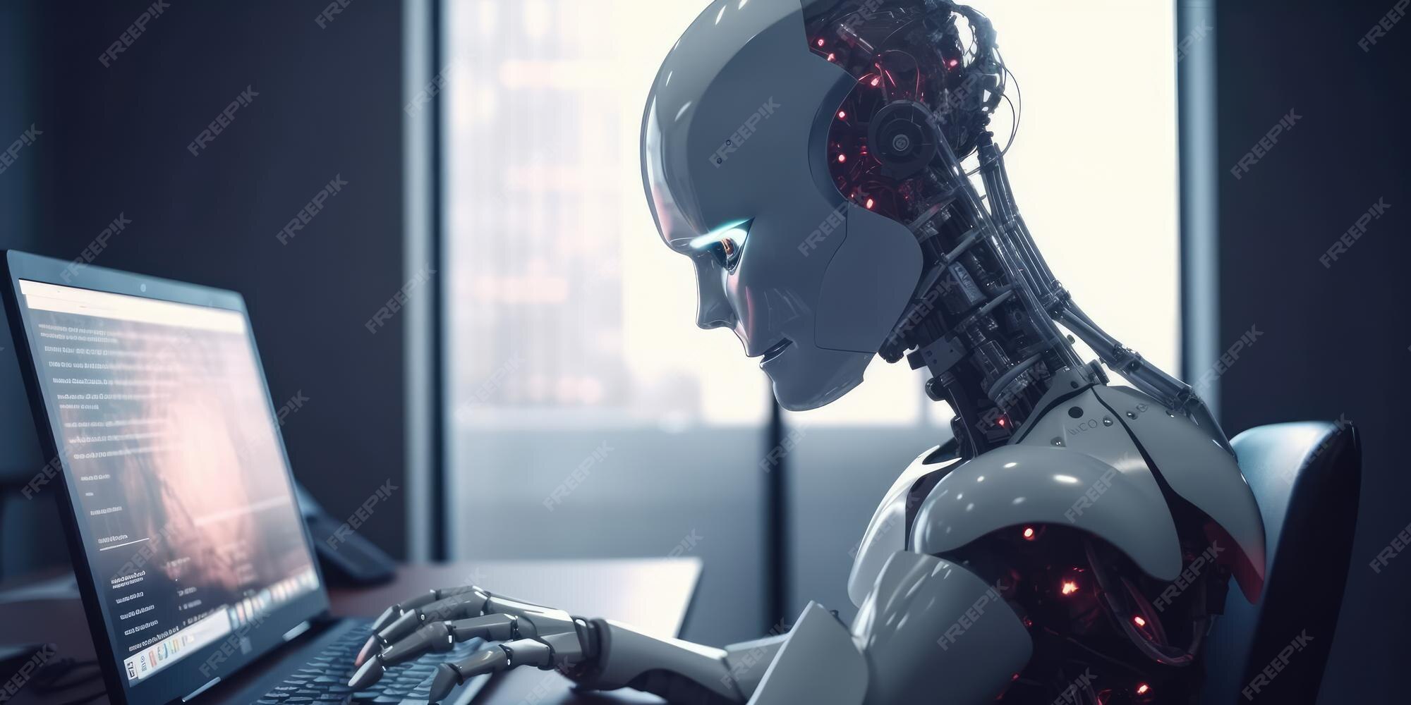 Premium Photo | Artificial intelligence robot using computer software for gpt binary coding