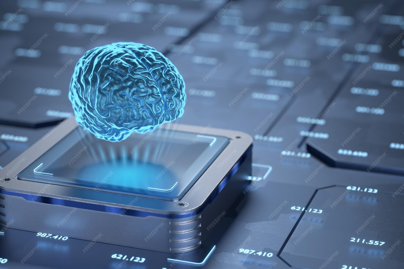 Premium Photo | Artificial intelligence training neurochip neuro interface artificial brain ...