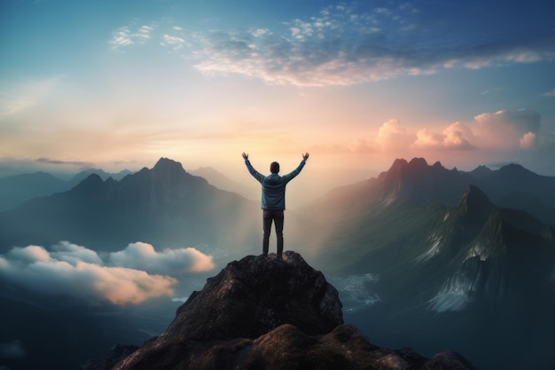 Premium AI Image | Ascending to Success Conquering Foggy Peaks for ... Premium AI Image | Ascending to Success Conquering Foggy Peaks for ...