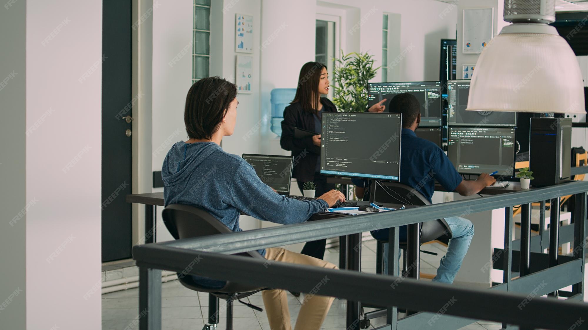 Premium Photo Asian Script Programer Working With Database