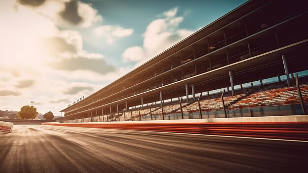 Premium AI Image | Asphalt of the race track with a race car at the ... Premium AI Image | Asphalt of the race track with a race car at the ...