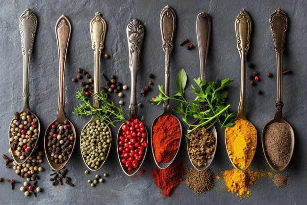 Premium Photo | Assorted Spices in Filled Spoons Premium Photo | Assorted Spices in Filled Spoons