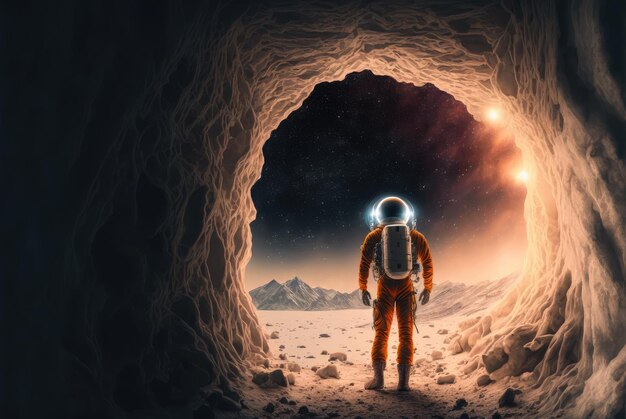 Premium AI Image | Astronaut discovering new alien planet Generative AI Premium AI Image | Astronaut discovering new alien planet Generative AI
