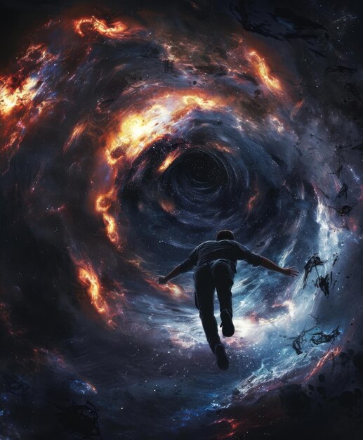 Astronaut drifting near a cosmic vortex | Premium AI-generated image Astronaut drifting near a cosmic vortex | Premium AI-generated image