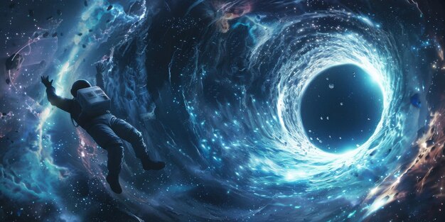 Astronaut drifting near a cosmic vortex | Premium AI-generated image Astronaut drifting near a cosmic vortex | Premium AI-generated image