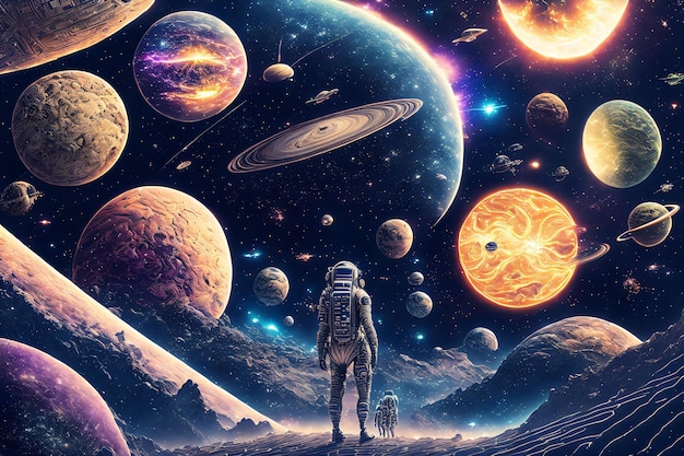 Premium AI Image | Astronaut exploring another planet with cosmos and ... Premium AI Image | Astronaut exploring another planet with cosmos and ...