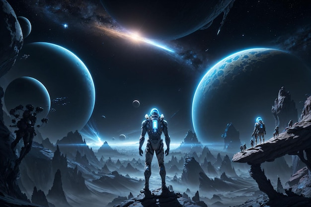 Premium Photo | Astronaut exploring another planet Premium Photo | Astronaut exploring another planet