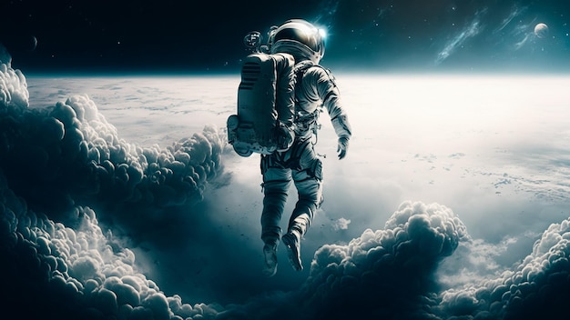 Premium Photo | Astronaut floating above clouds Premium Photo | Astronaut floating above clouds