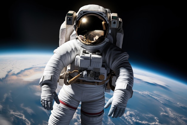 Premium Photo | Astronaut Floating Above Earth in Space Premium Photo | Astronaut Floating Above Earth in Space