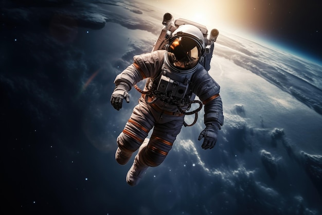 Premium Photo | Astronaut Floating Above Earth in Space Premium Photo | Astronaut Floating Above Earth in Space