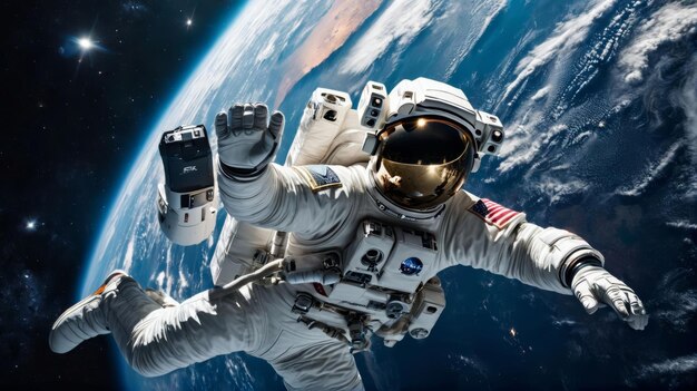 Premium Photo | Astronaut Floating Above Earth Premium Photo | Astronaut Floating Above Earth