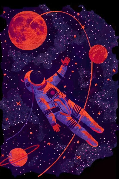 Premium Photo Astronaut Floating In Space With Full Moon