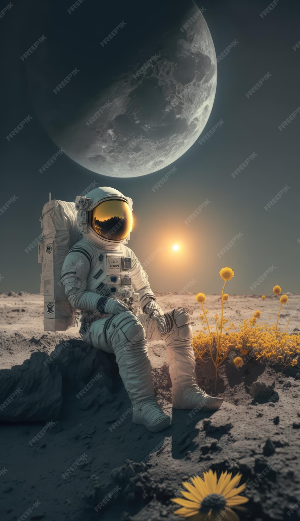 Premium AI Image | Astronaut on the moon wallpapers Premium AI Image | Astronaut on the moon wallpapers